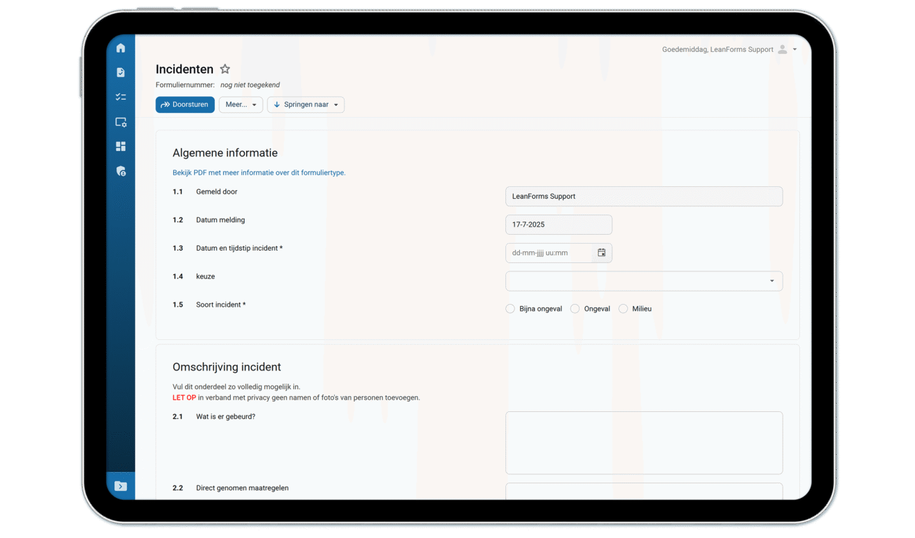 Incidenten formulier - LeanForms