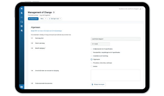 Management of Changeform - LeanForms%