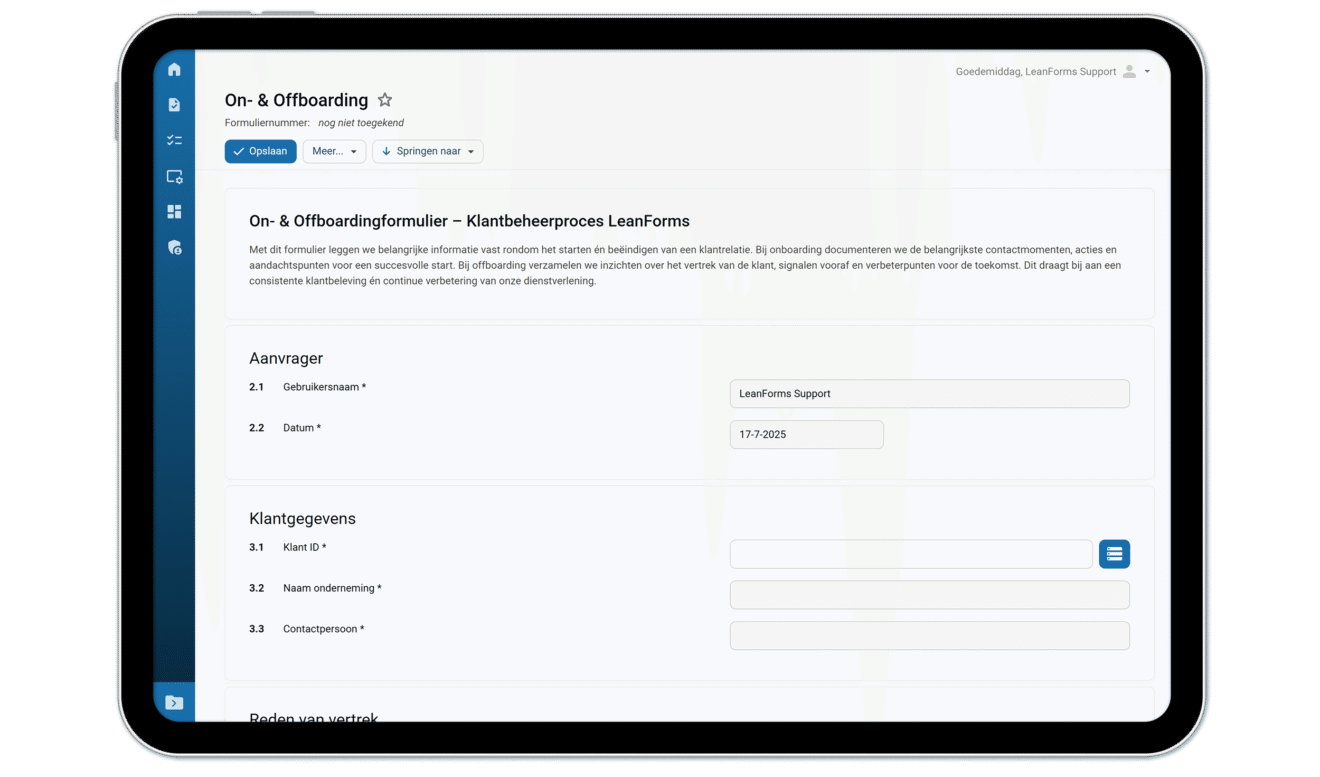 On-offboarding formulier - LeanForms
