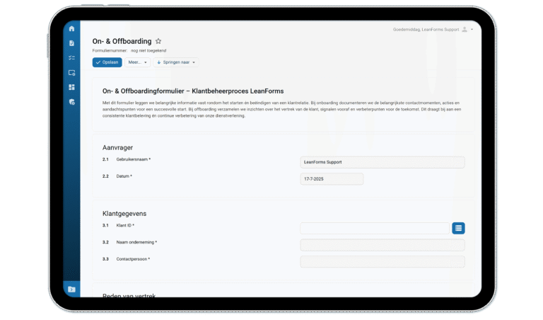 On-offboarding formulier - LeanForms