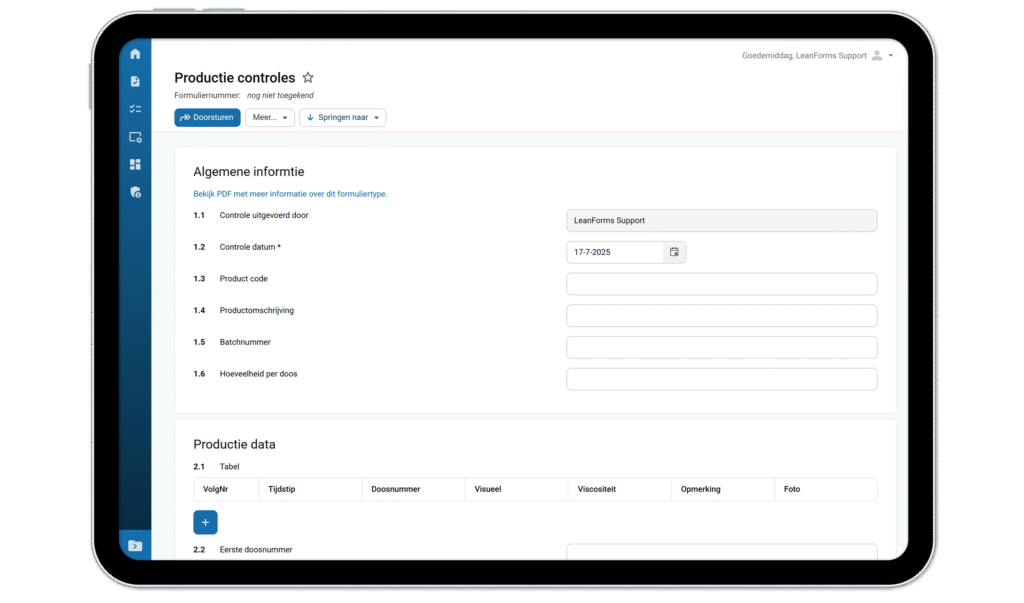 Productiecontroles formulier - LeanForms