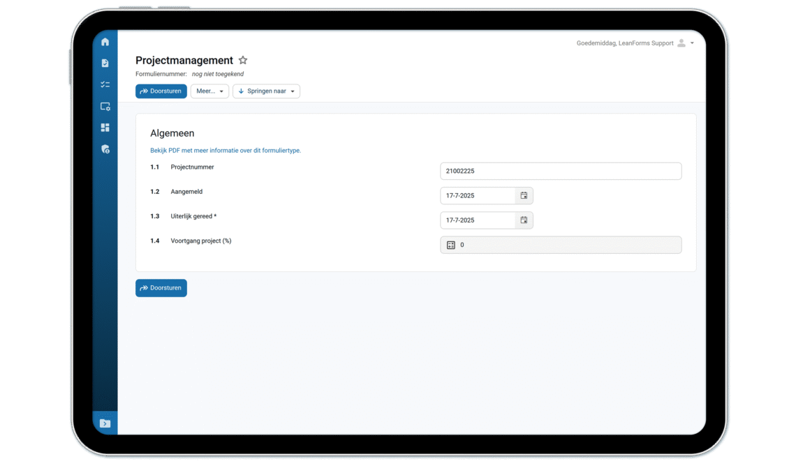 Projectmanagement formulier - LeanForms