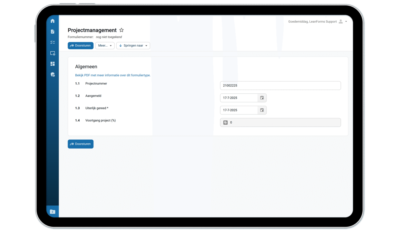 Projectmanagement formulier - LeanForms