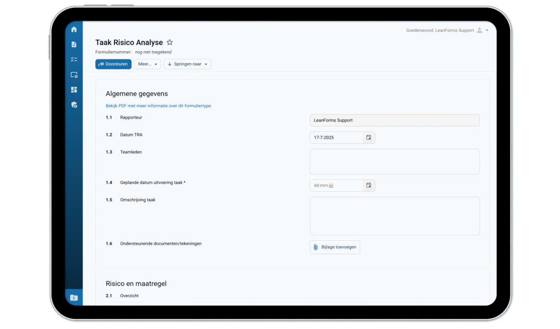 Taak Risico Analyse (TRA) formulier - LeanForms
