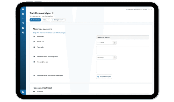 Taak Risico Analyse (TRA) formulier - LeanForms