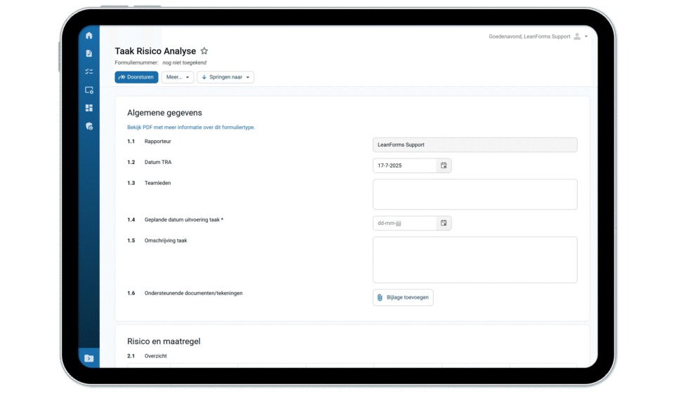Taak Risico Analyse (TRA) formulier - LeanForms