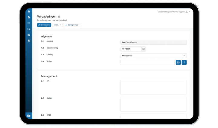 Formulier Vergaderingen - LeanForms