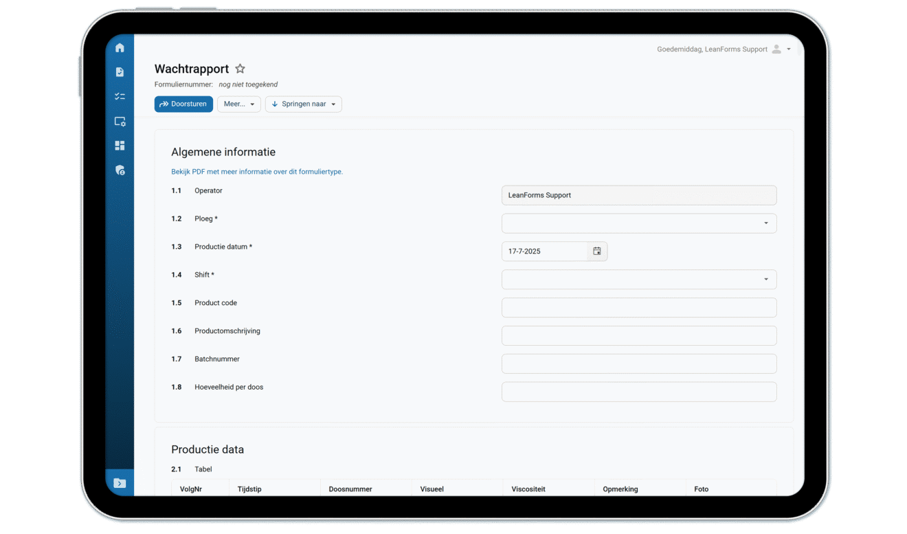 Wachtrapport formulier - LeanForms